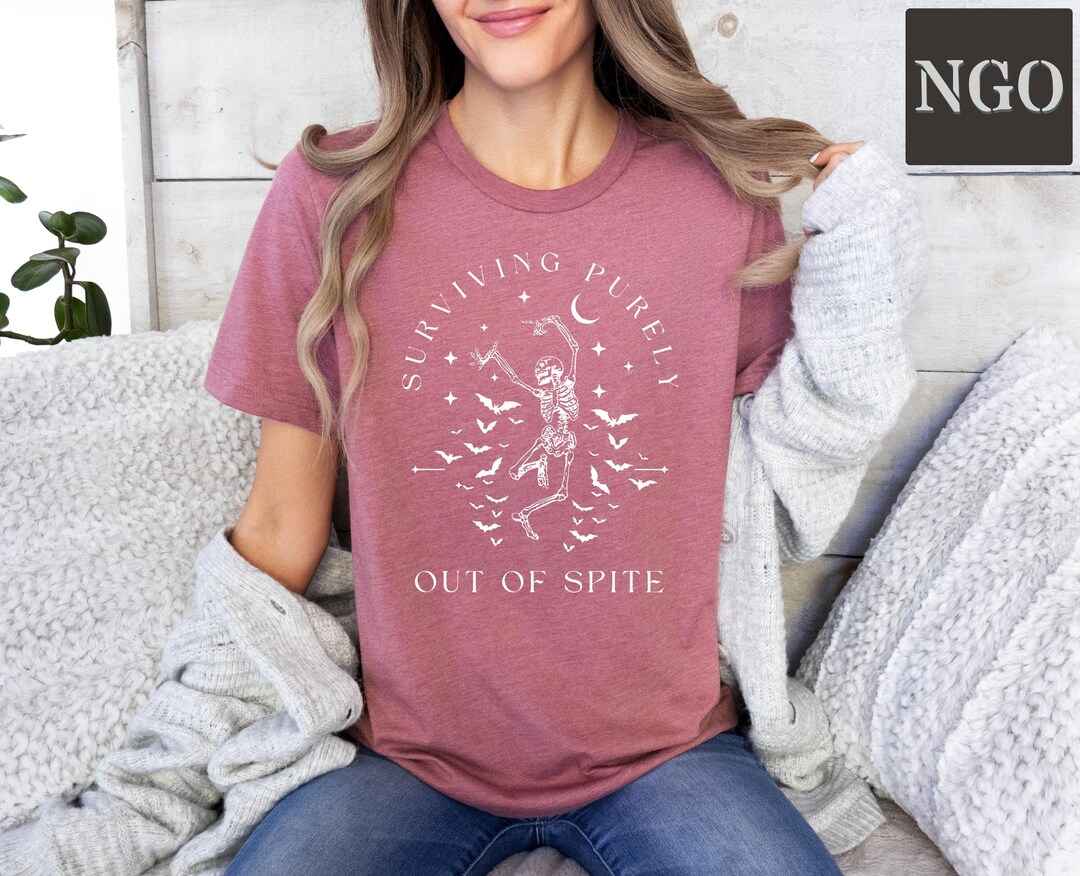 Surviving Purely Out of Spite Shirt,skeleton Bats Tshirt,funny ...