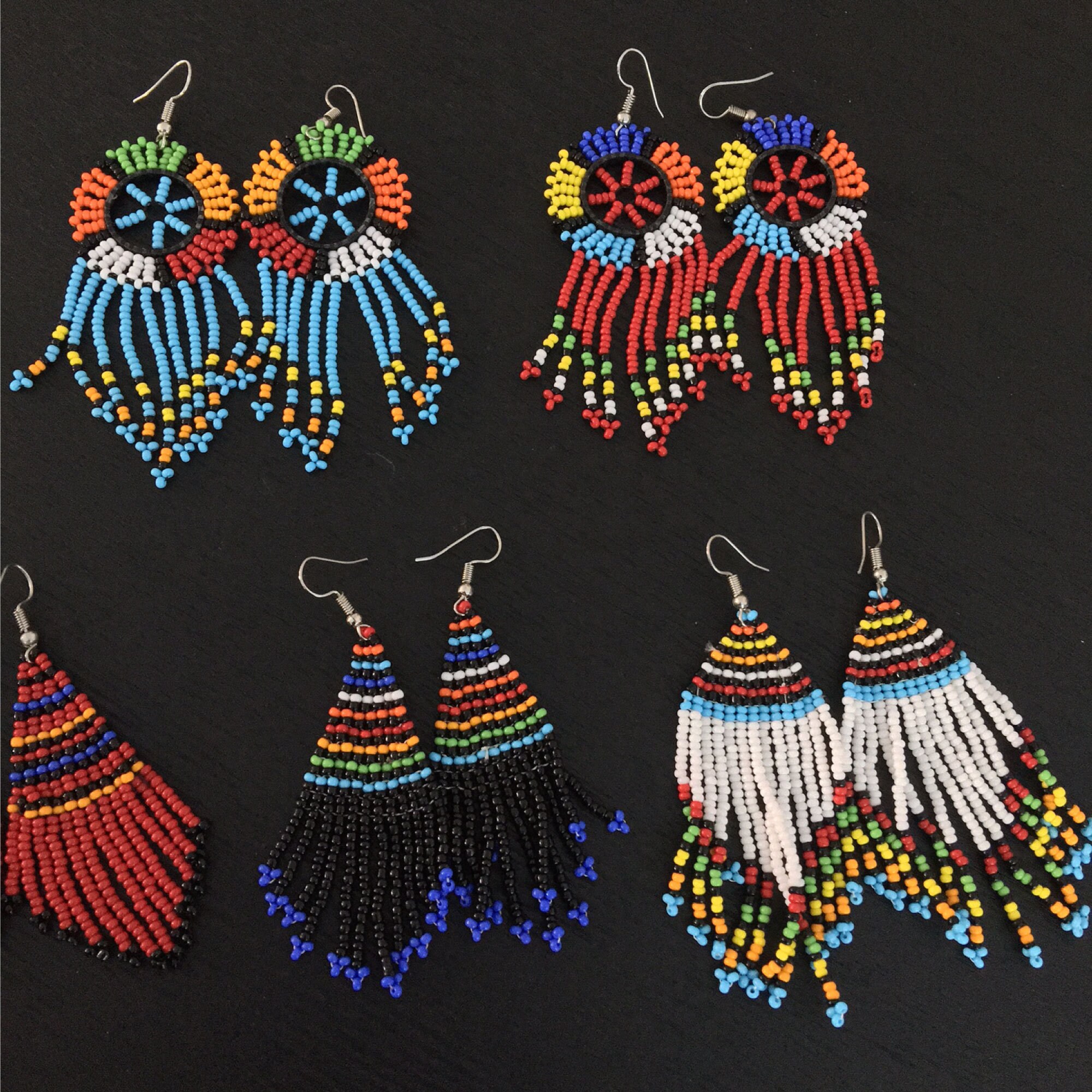 African Beaded Earrings Ethnic Handmade Dangle and Teardrop Hoop ...