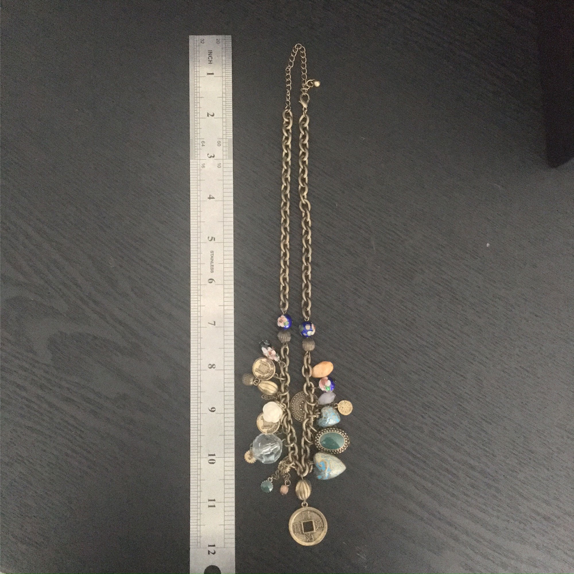 Vintage Chinese Lucky Charm Coin Necklace With Cloisonne Beads, Coin ...