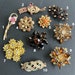 Vintage Amber/rust Coloured Rhinestone Crystal Brooches Pins Orange ...