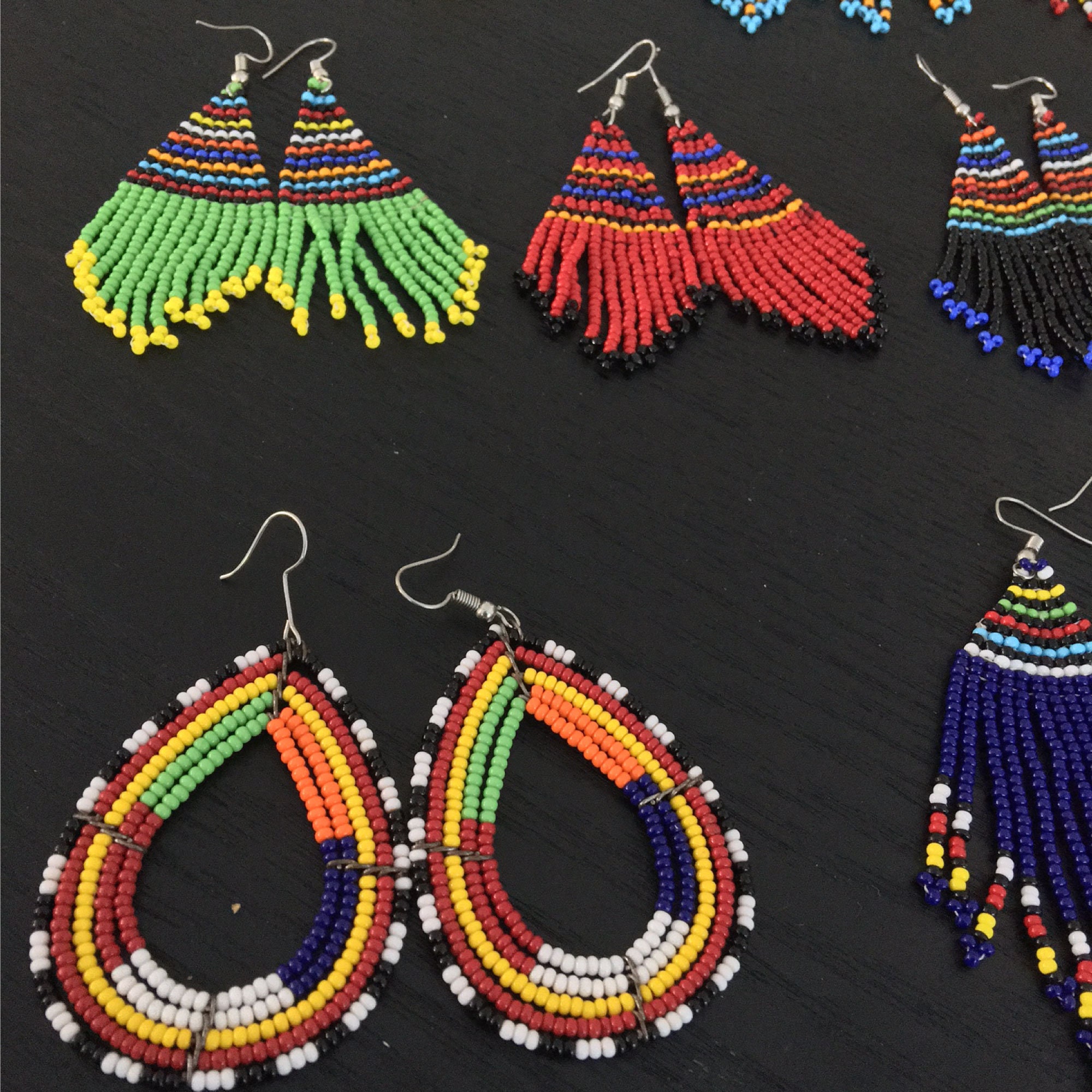 African Beaded Earrings Ethnic Handmade Dangle and Teardrop Hoop ...