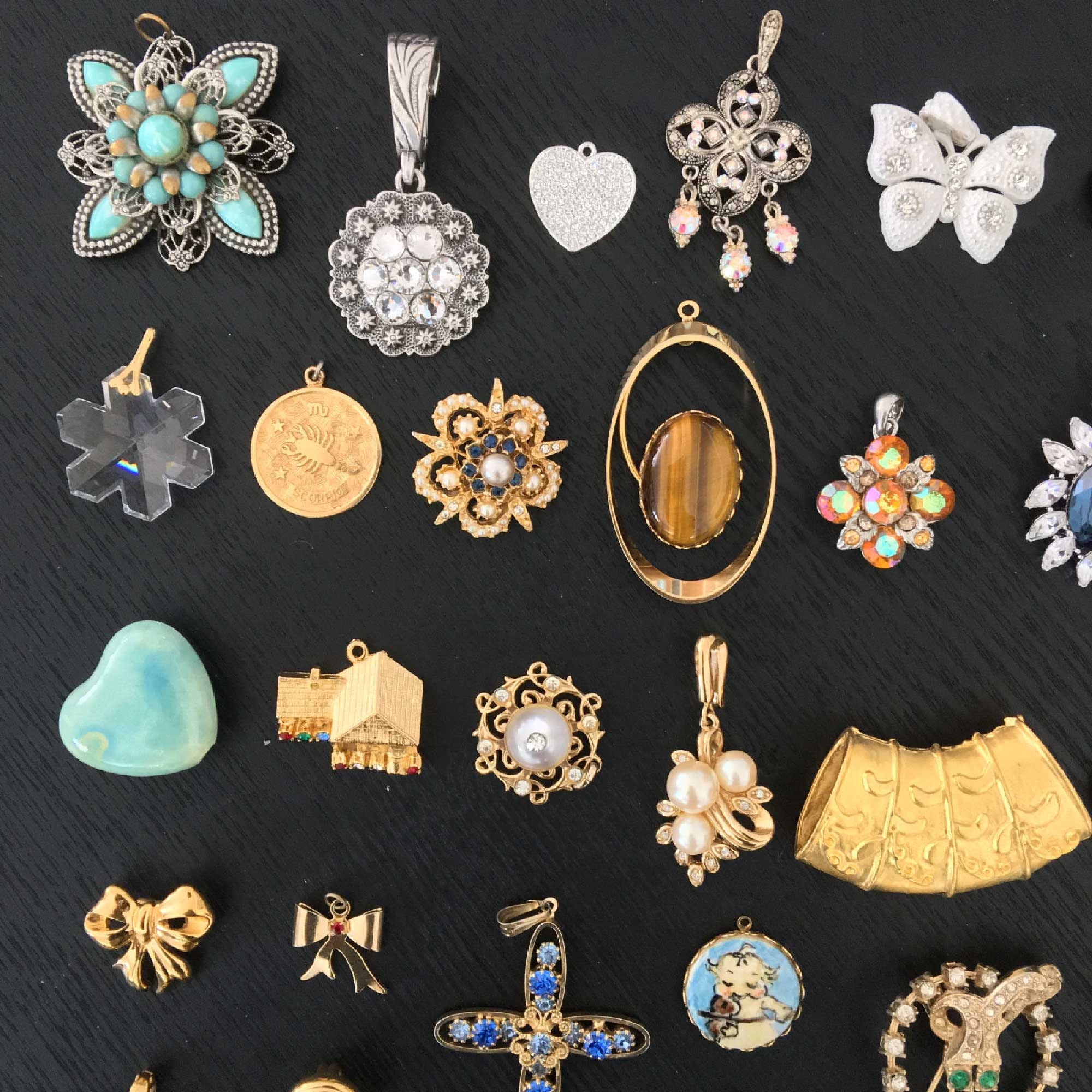 Vintage Pendant Necklaces Roman Nolan Miller Joan Rivers B&W - Etsy