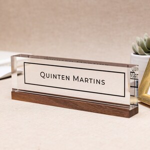 Personalized Acrylic Name Block W/ Wooden Base design 4 Minimal ...