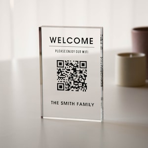 Personalized Acrylic QR Code Wifi Sign (design 4) - Custom Welcome ...