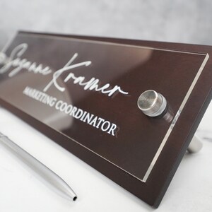 UV Printed Wood Acrylic Name Plate Personalized Office Executive CEO ...