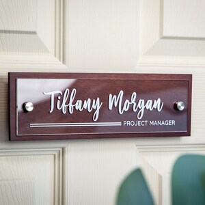UV Printed Wood Acrylic Wall Sign Custom Name Title Office Plaque Decor ...