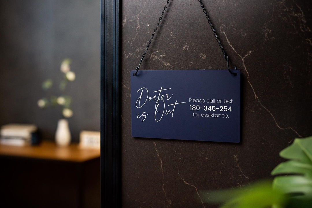 Hanging Acrylic Sign & Black Metal Chain D8 11.5x7 Custom Window Office ...