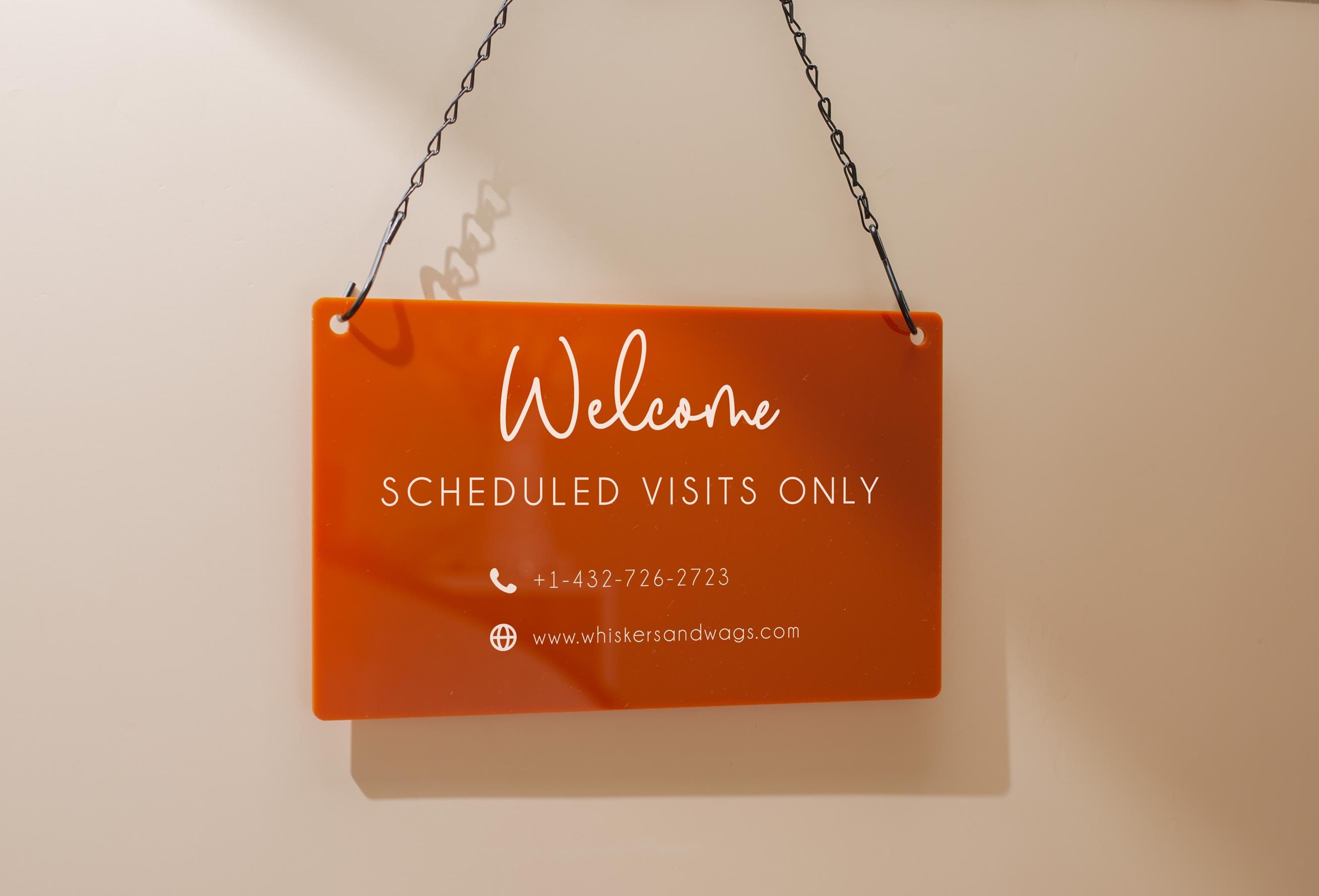Hanging Acrylic Sign & Black Metal Chain (D11) - 11.5x7" Custom Window ...