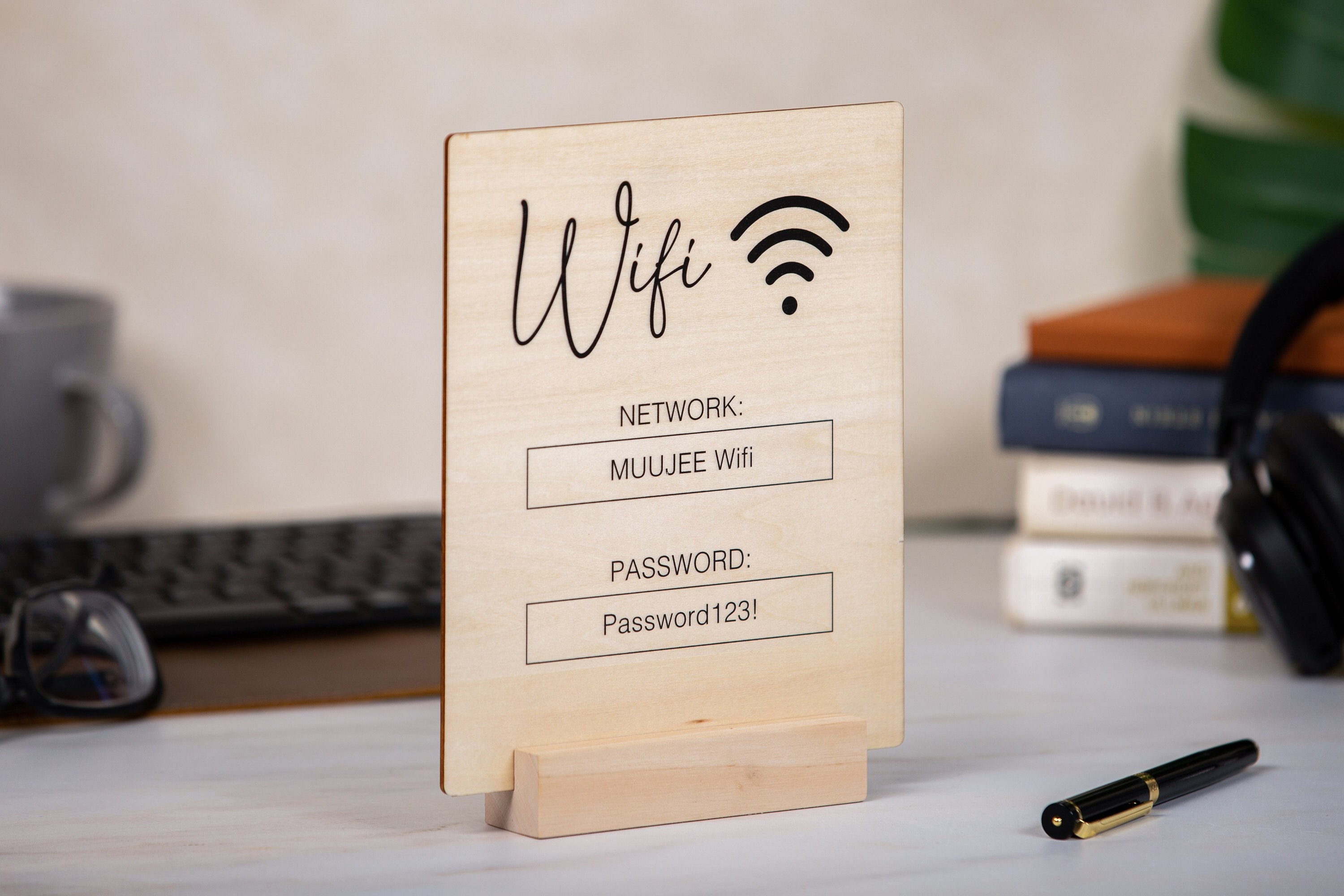 Wood Wifi Sign W/ Maple Wood Stand design 2 Network - Etsy