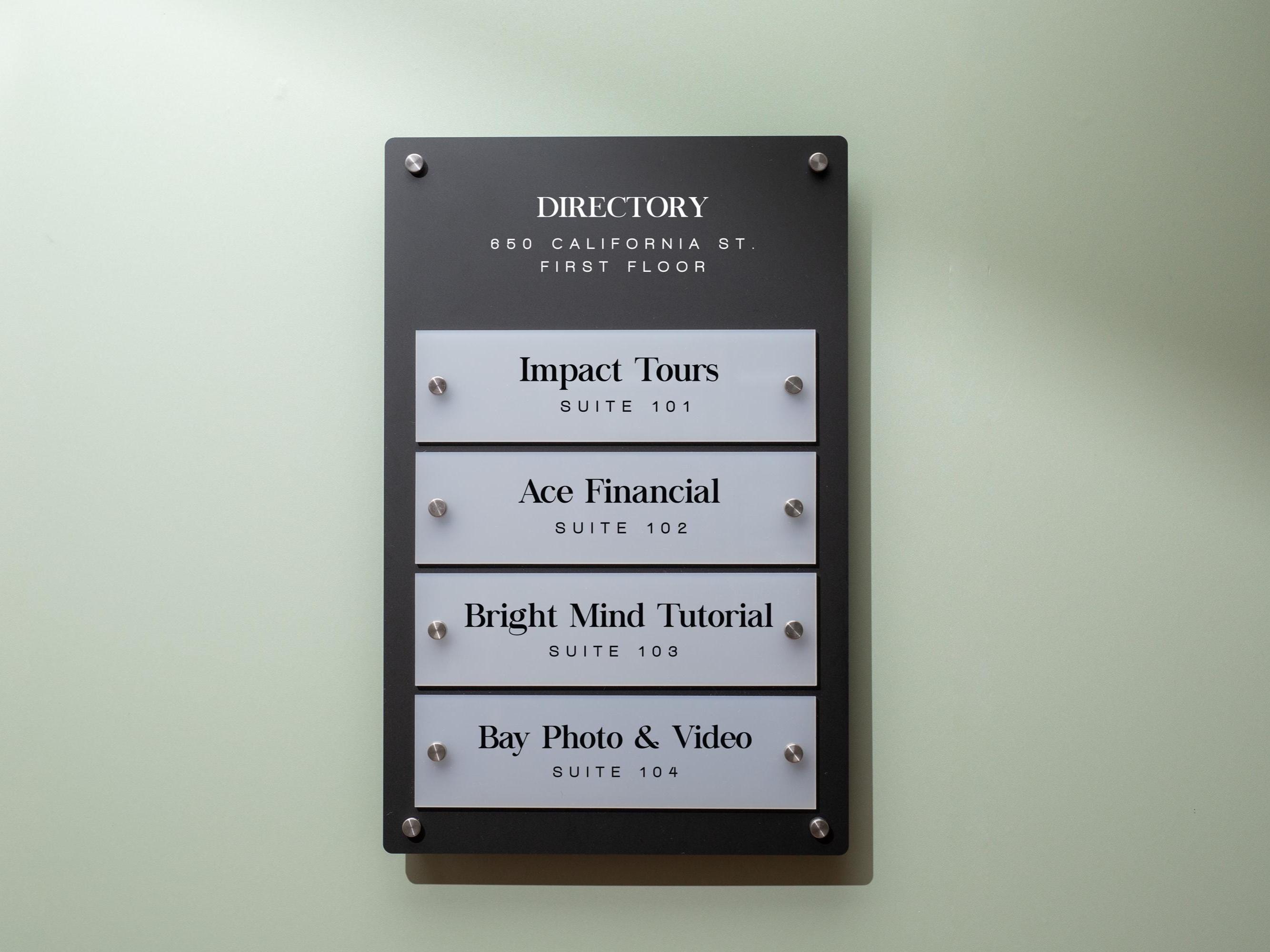 Wall Directory (standard) - Customizable Large Office Wall Door ...