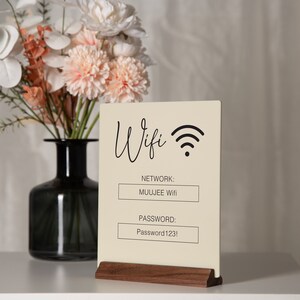Wifi Acrylic Sign W/ Wood Base - 6.5 X 7.75" Ice or Black Table Sign ...
