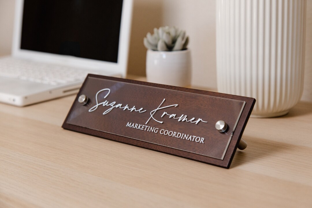UV Printed Wood Acrylic Name Plate Personalized Office Executive CEO ...