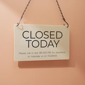 Hanging Acrylic Sign & Black Metal Chain (D9) - 11.5x7" Custom Window ...