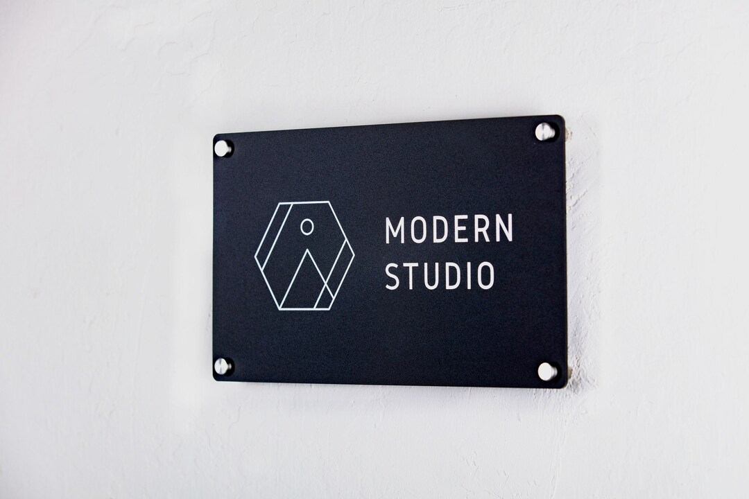 Black Acrylic Office Door Sign W/ Metal Stand Offs 11.5x7 Custom ...