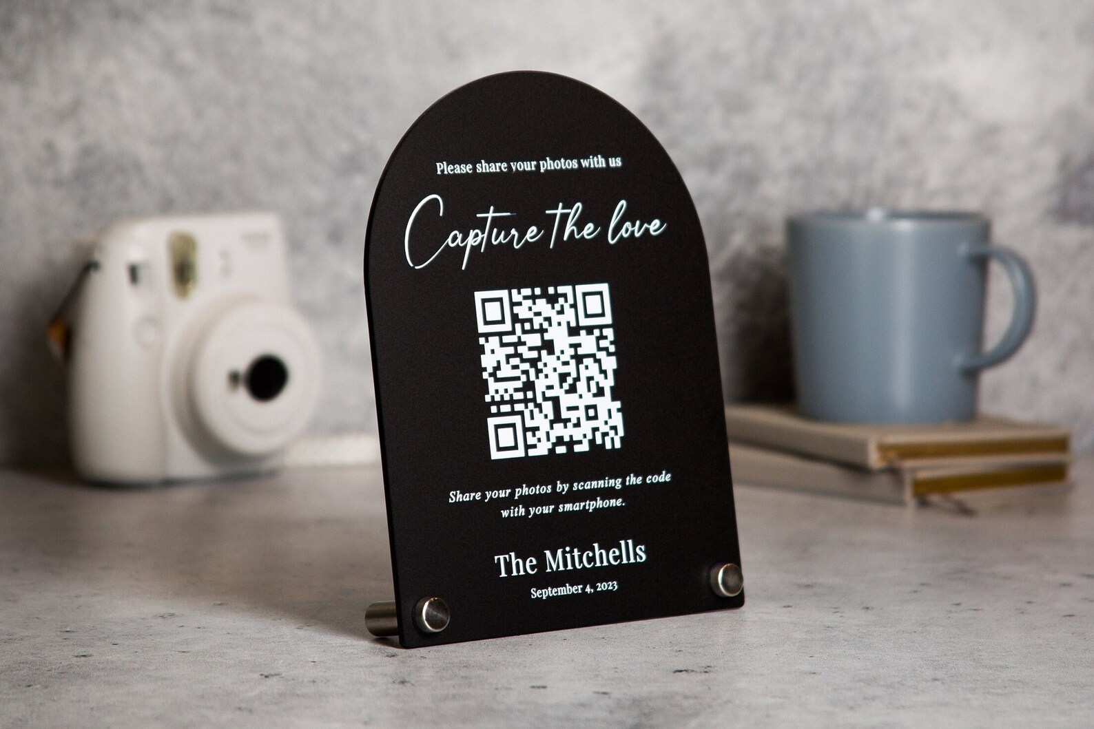 Arched QR Code (wedding Sign) - 6x7.75" Scannable Acrylic Sign, Wedding ...