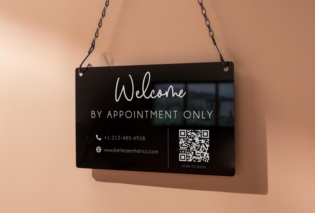 Hanging Acrylic Sign & Black Metal Chain (D12) - 11.5x7" Custom Welcome ...