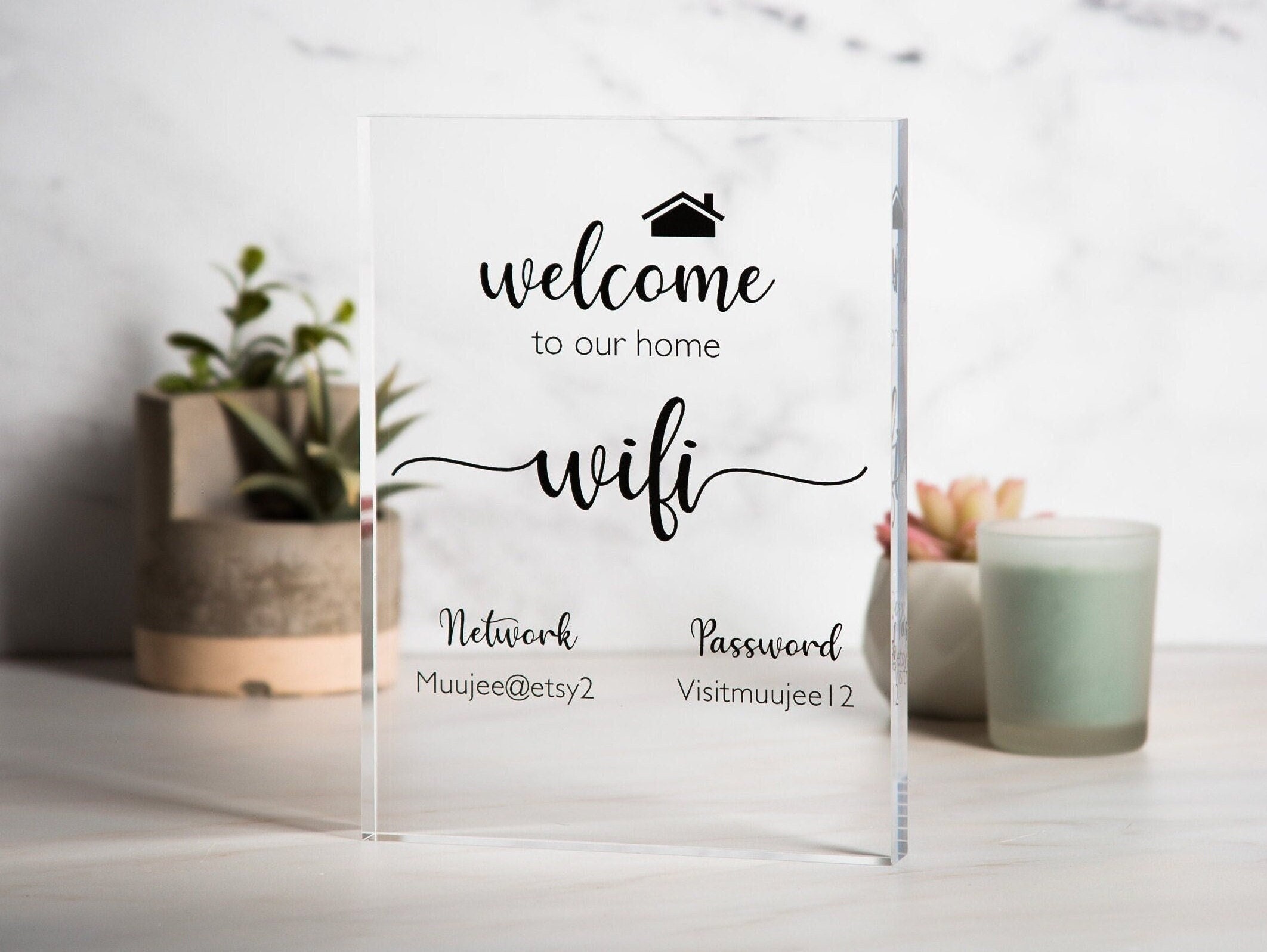 Wifi Password Sign (acrylic Block) - Custom Guest Table Top Sign for ...
