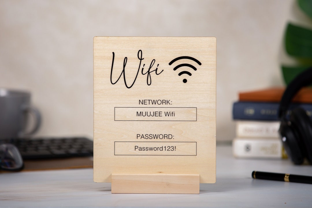 Wood Wifi Sign W/ Maple Wood Stand design 2 Network - Etsy