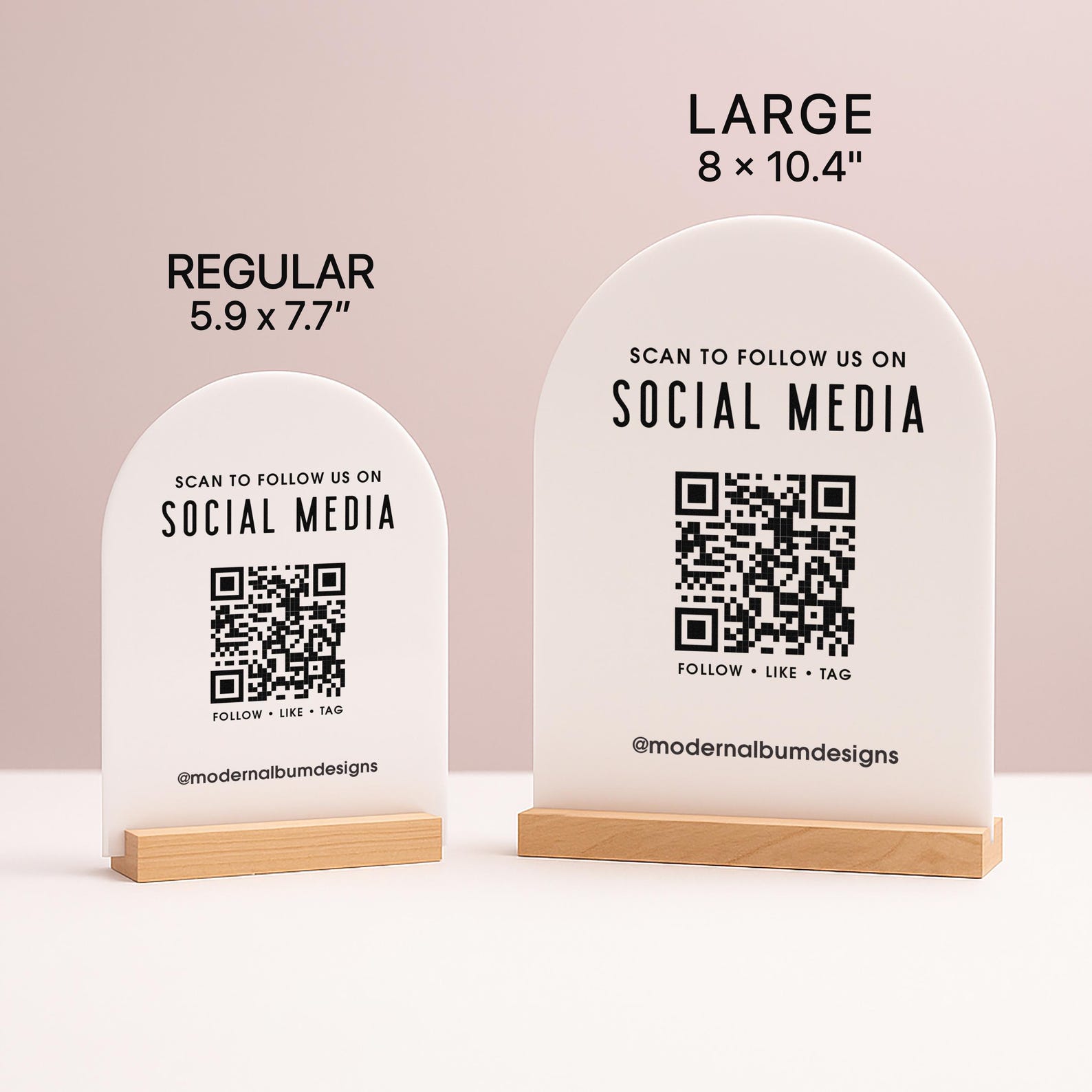QR Arch Acrylic Sign W/ Base (D6) - Scannable QR Code Social Media ...