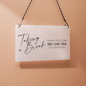 Hanging Acrylic Sign & Black Metal Chain (D8) - 11.5x7" Custom Window ...