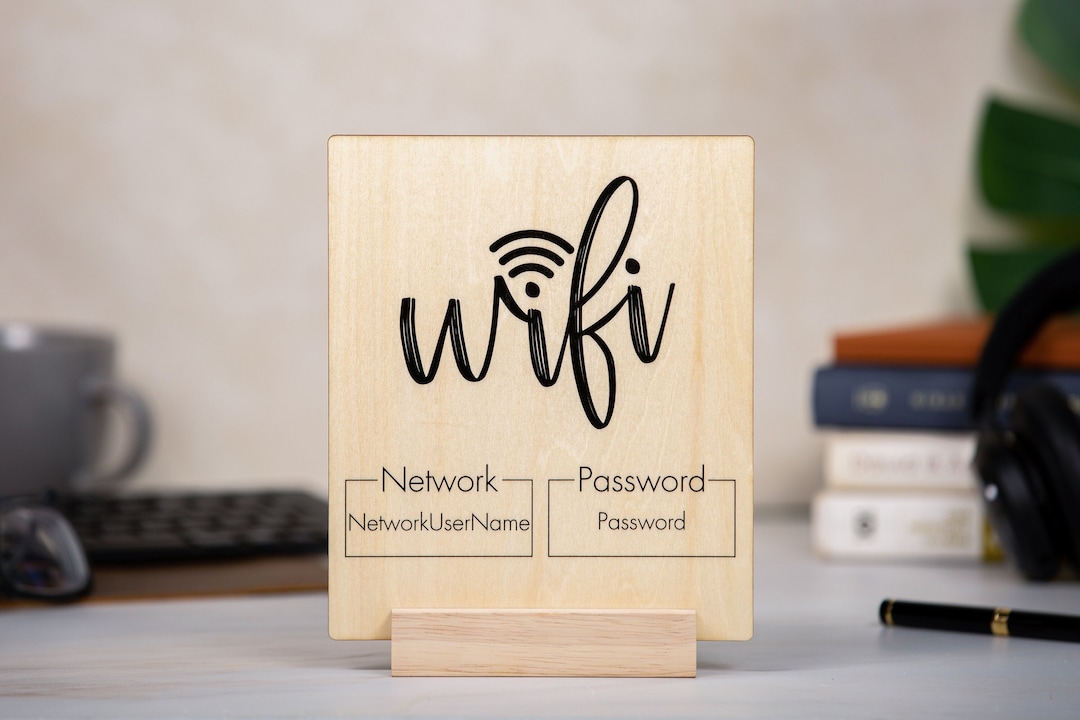 Wood Wifi Sign W/ Maple Wood Stand design 1 Freestanding - Etsy
