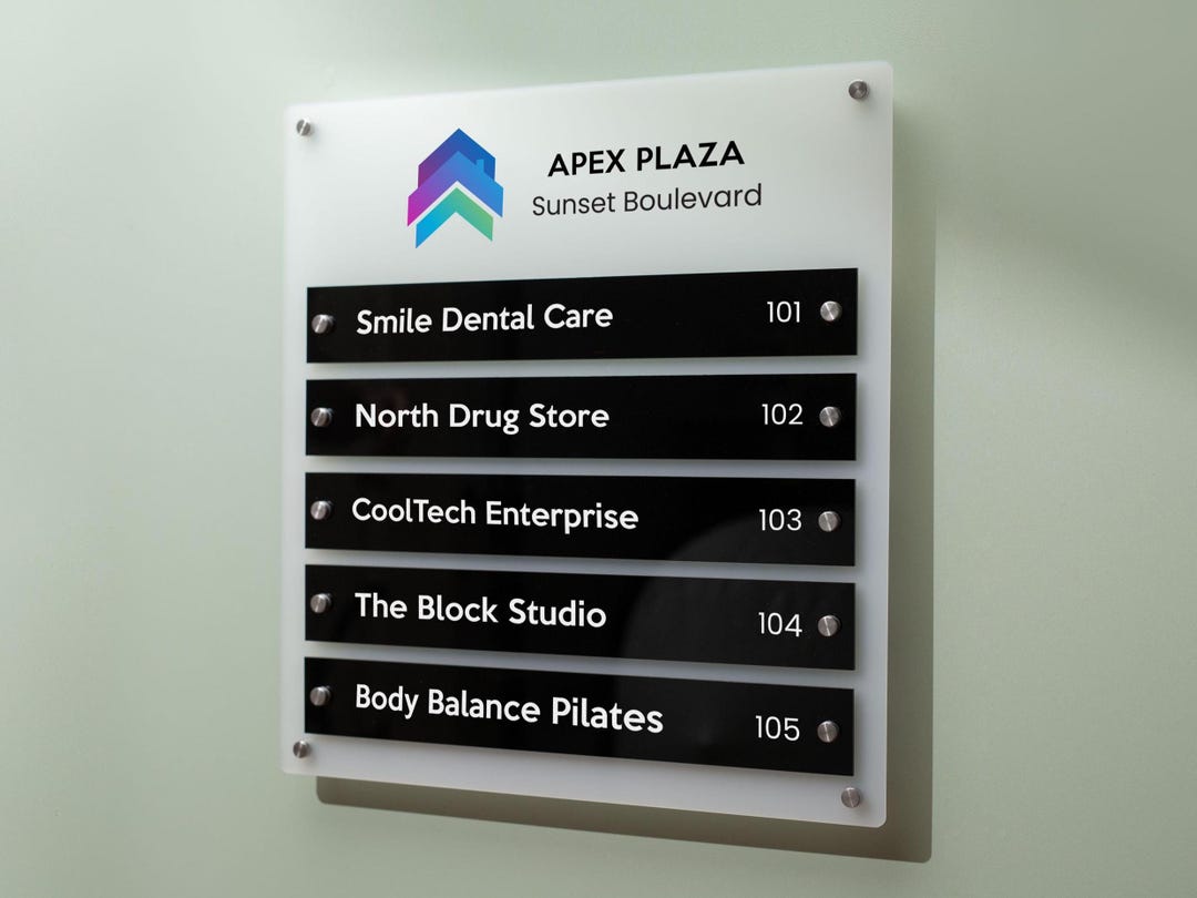 Wall Directory (wide) - Customizable Large Office Wall Door Building ...