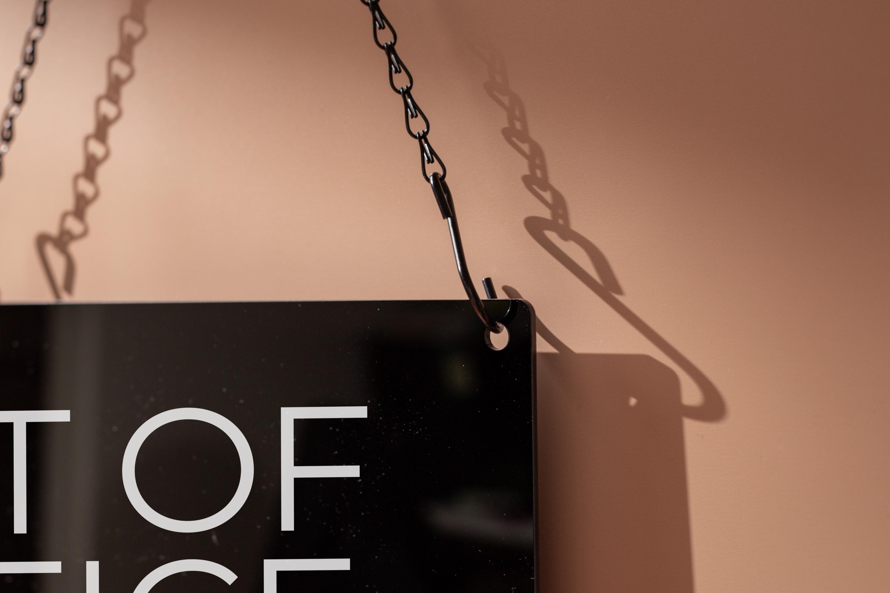 Hanging Acrylic Sign & Black Metal Chain (D9) - 11.5x7" Custom Window ...