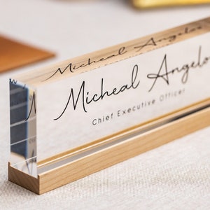 Personalized Acrylic Name Block (D2) - Custom Job Title Plaque Office ...