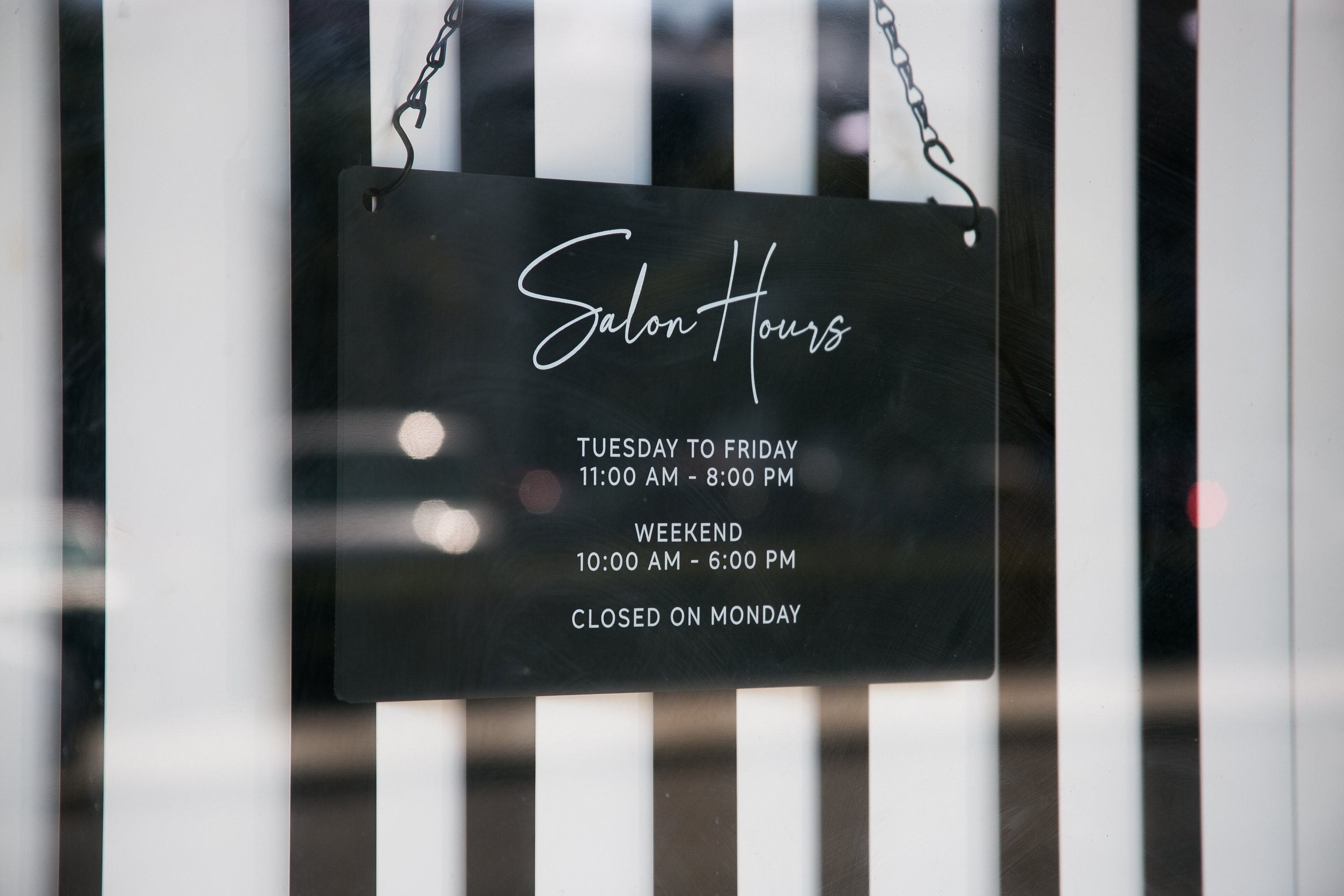 Store Hours Acrylic Sign & Black Hanging Chain 11.5x7 - Etsy