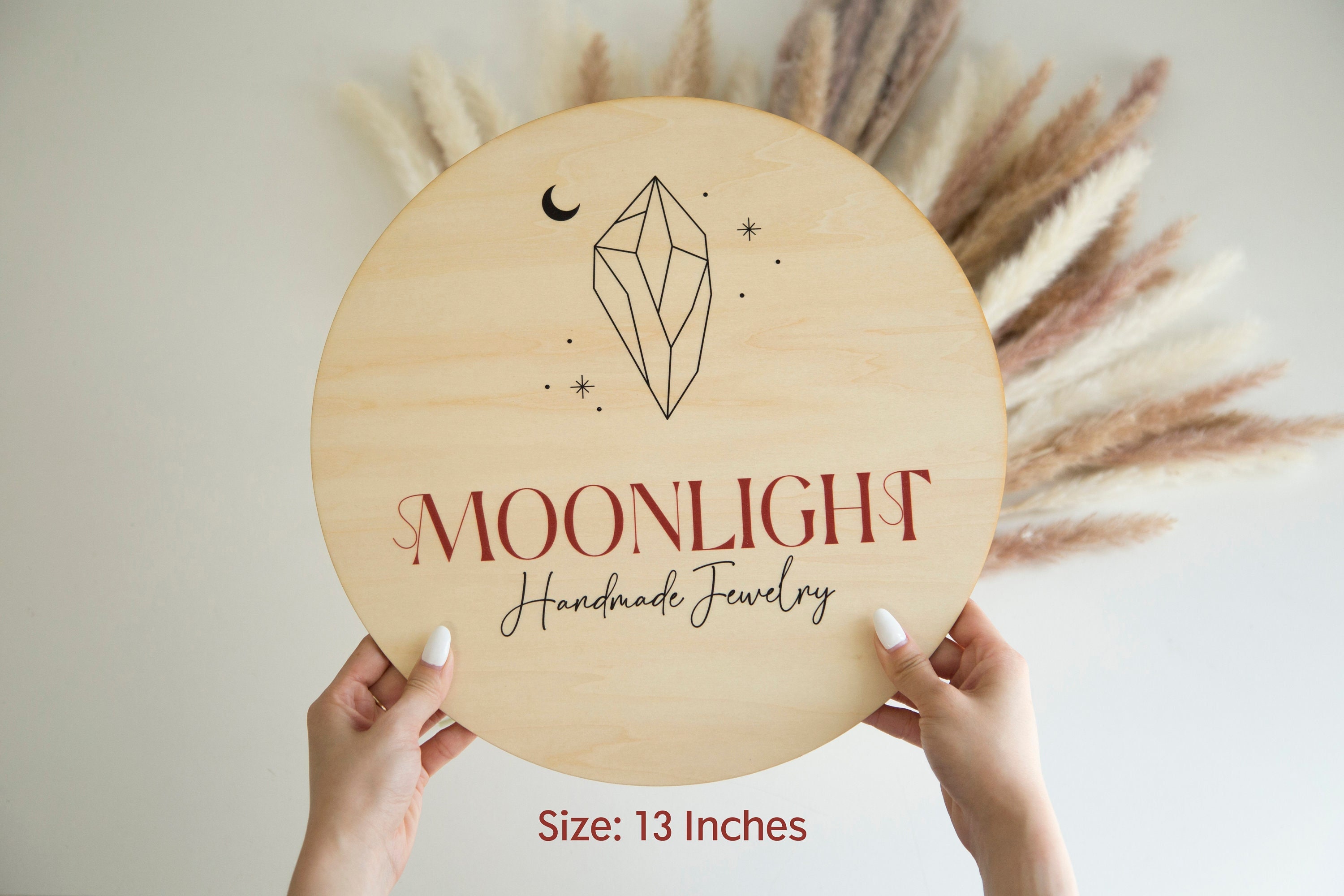 Custom Round Wooden Sign - Small Business Booth Your Actual Logo ...