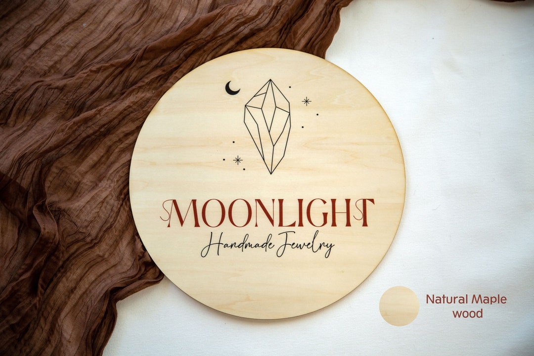 Custom Round Wooden Sign - Small Business Booth Your Actual Logo ...