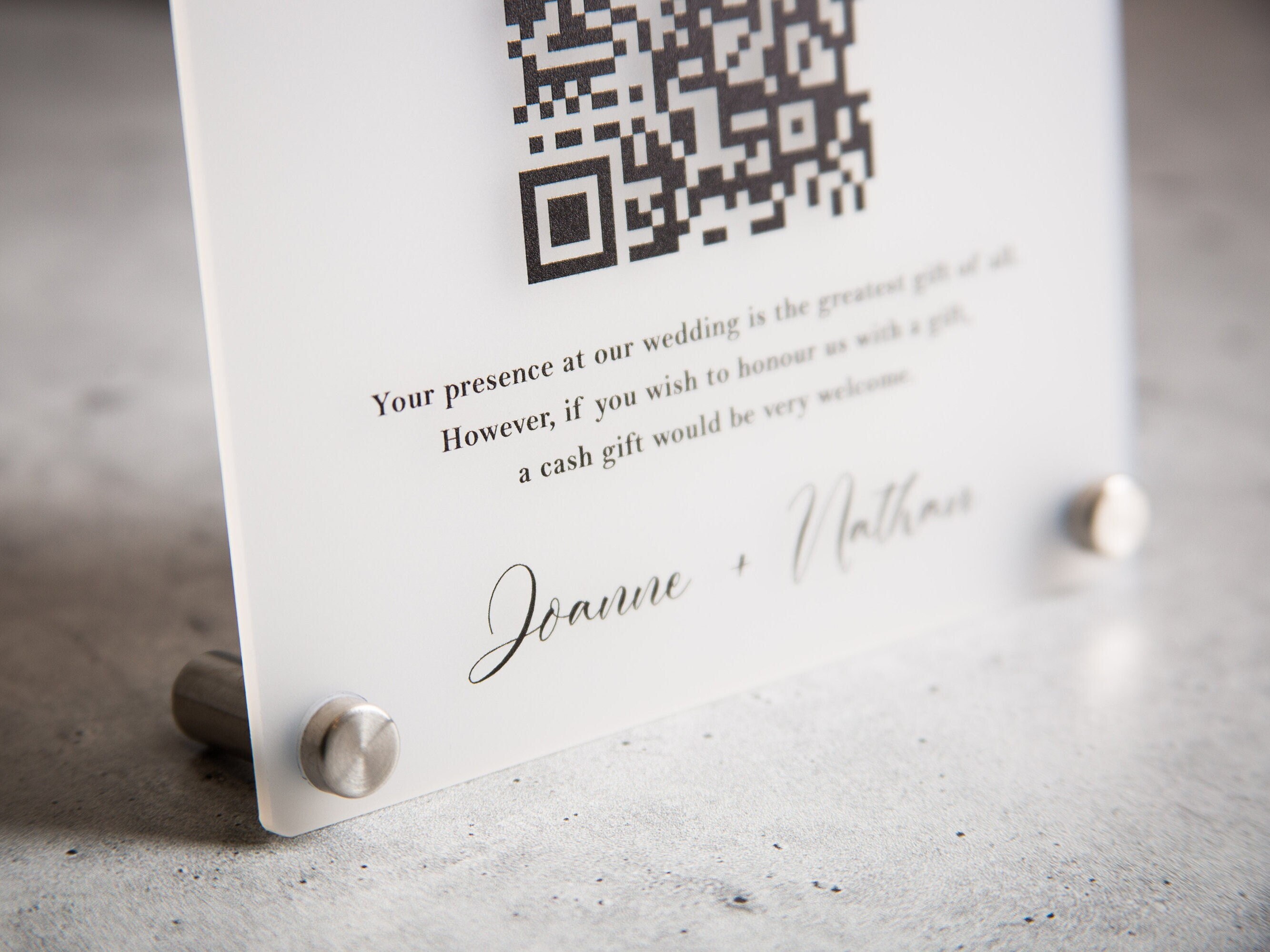 Arched QR Code wedding Sign 6x7.75 Scannable Acrylic Sign, Wedding Cash ...