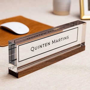 Personalized Acrylic Name Block W/ Wooden Base design 4 Minimal ...