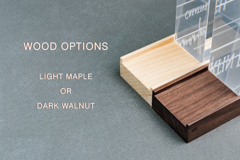 Personalized Acrylic Name Block W/ Wooden Base design 4 Minimal ...