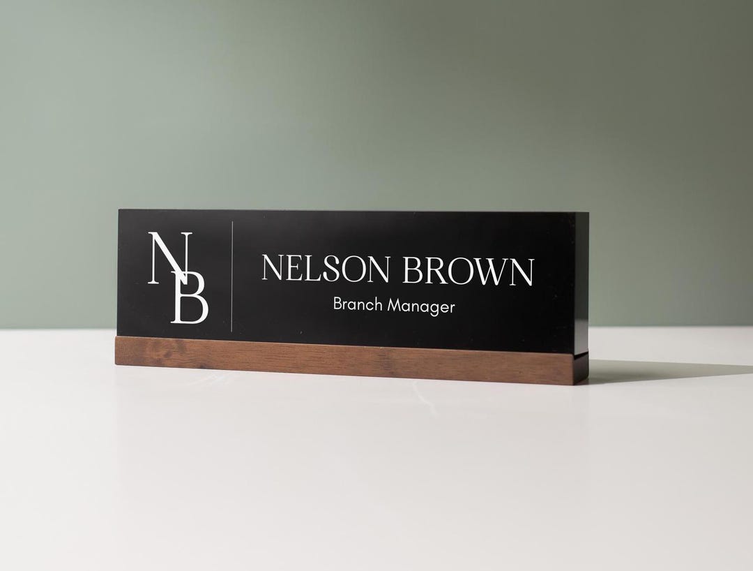 Personalized Acrylic Name Block (D8) - Custom Initials Job Title Plaque ...