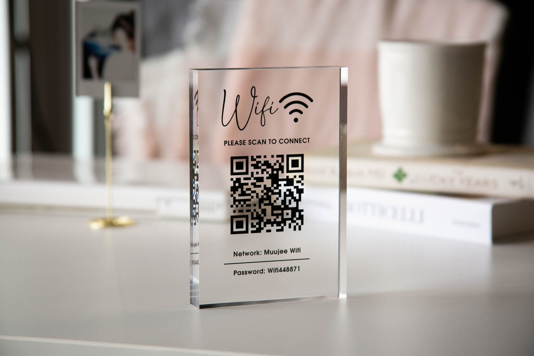 Personalized Acrylic QR Code Wifi Sign design 1 Custom Network Password ...