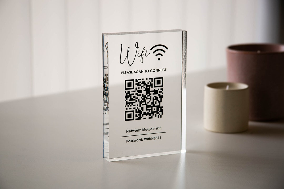 Personalized Acrylic QR Code Wifi Sign design 1 Custom Network Password ...
