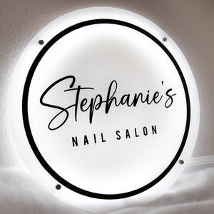 LED Round Sign With 4 Holes - Custom Led Light Acrylic Business Logo ...