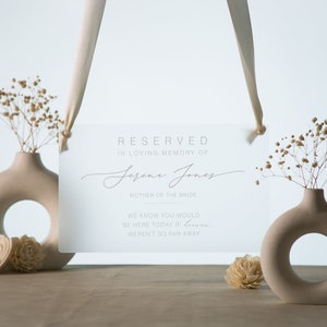 Reserved Hanging Acrylic Sign With Ribbon - Black or Frosted 11.5x7 ...