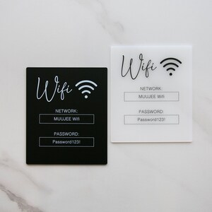 Wifi Acrylic Sign W/ Wood Base - 6.5 X 7.75" Ice or Black Table Sign ...