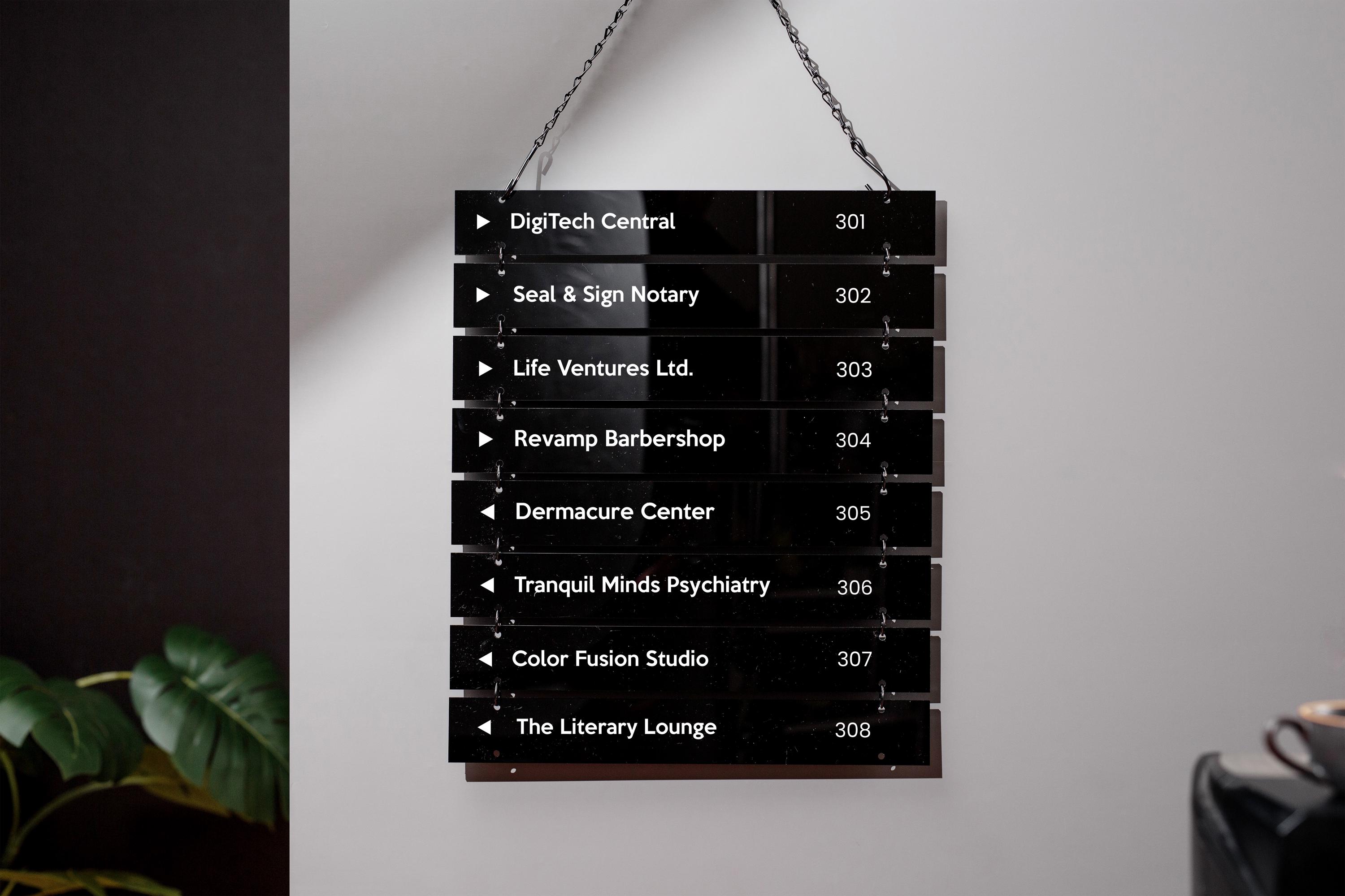 Interchangable Hanging Directory Sign - Customizable Office Wall Door ...