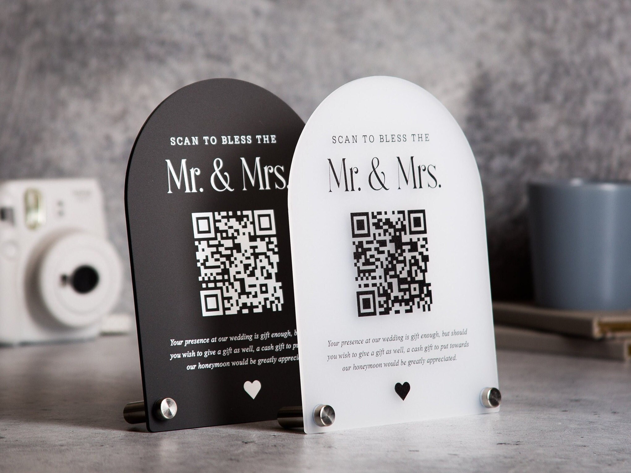 Arched QR Code (wedding Sign) - 6x7.75" Scannable Acrylic Sign, Wedding ...