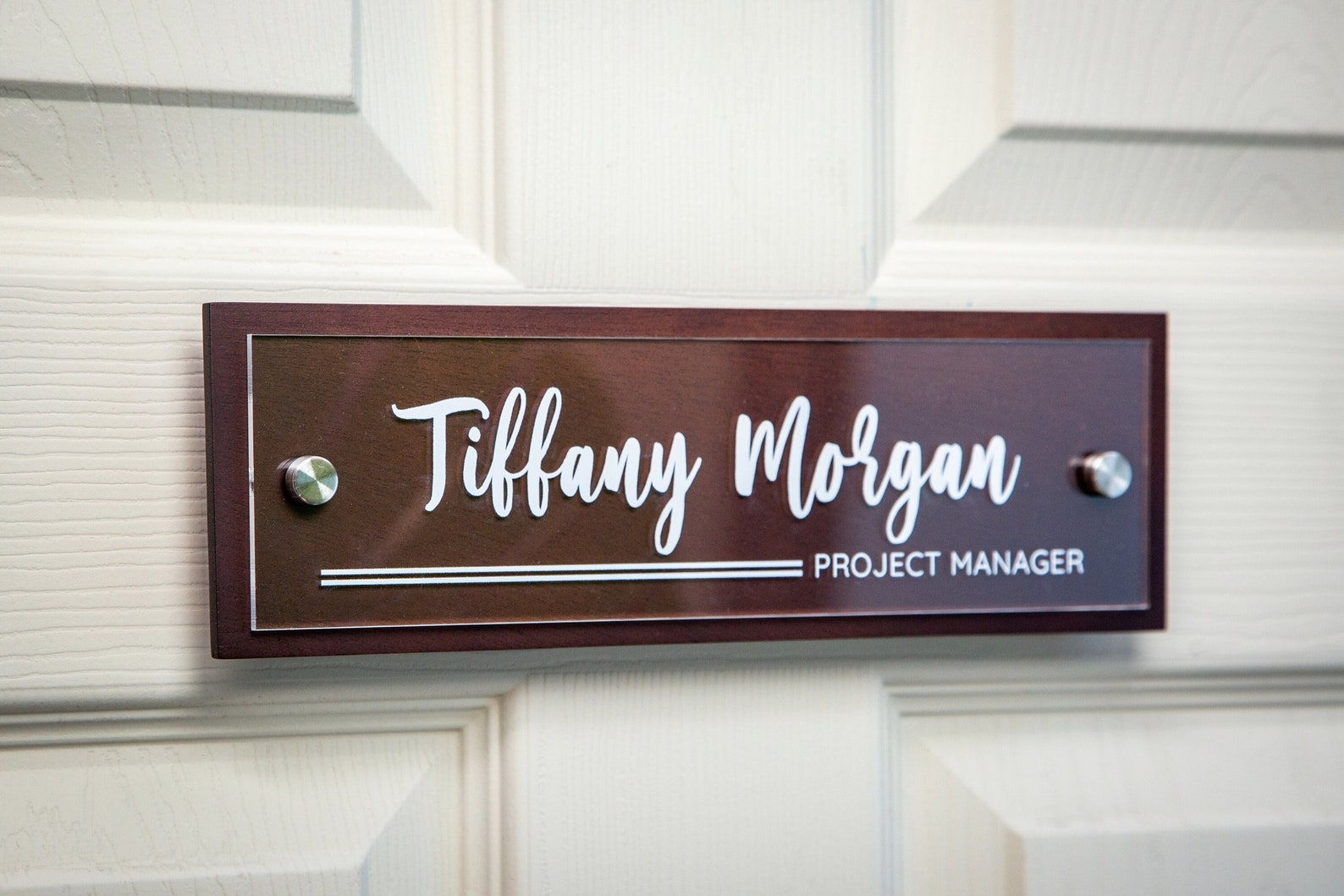 UV Printed Wood Acrylic Wall Sign Custom Name Title Office Plaque Decor ...