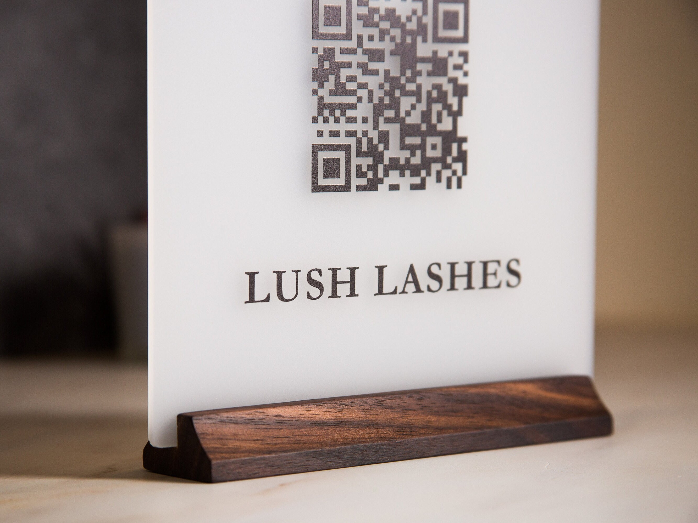QR Code Scan to Pay W/ Wood Stand Scannable Acrylic Sign to Pay Venmo ...