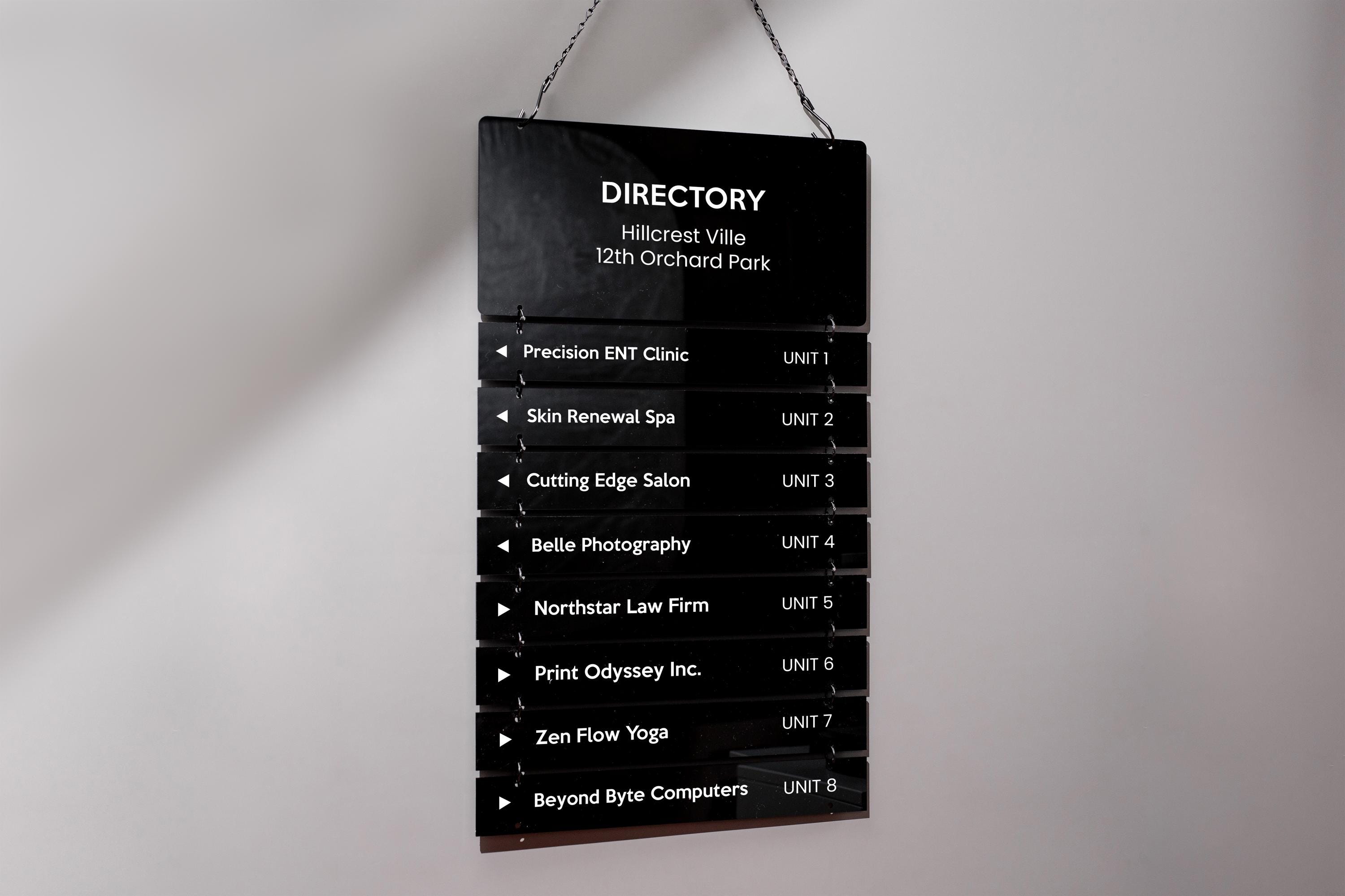 Interchangable Hanging Directory Sign - Customizable Office Wall Door ...