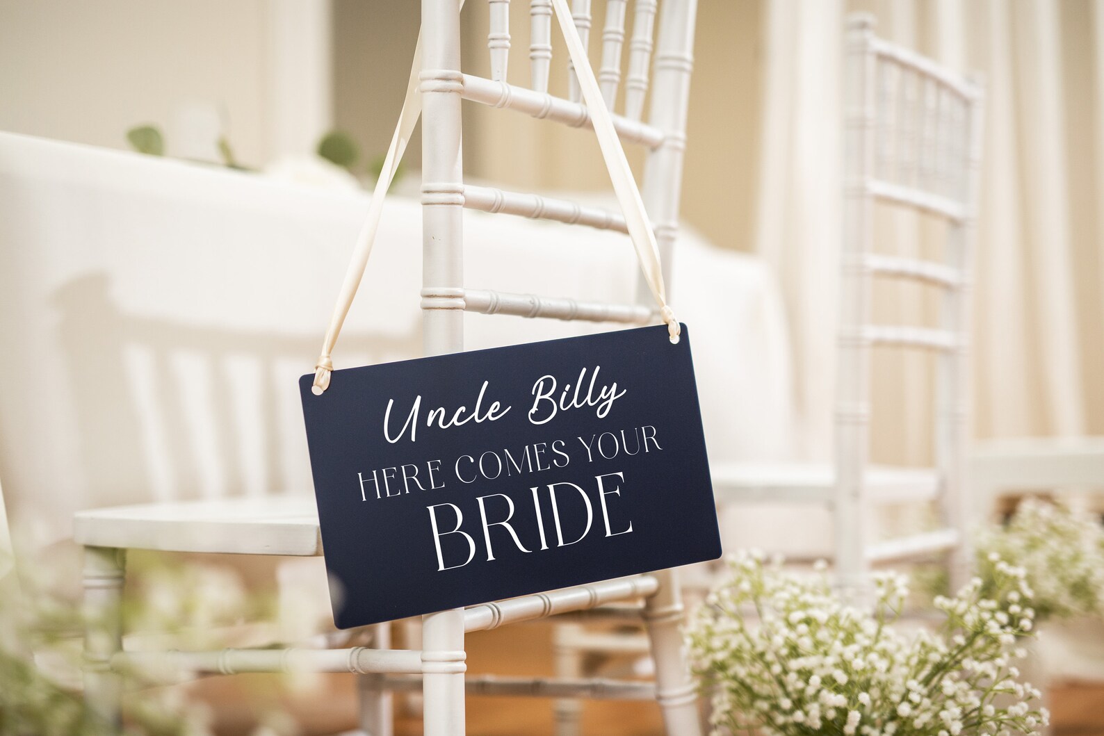 Wedding Hanging Acrylic Sign With Ribbon (design 3) - 11.5x7" Sign ...