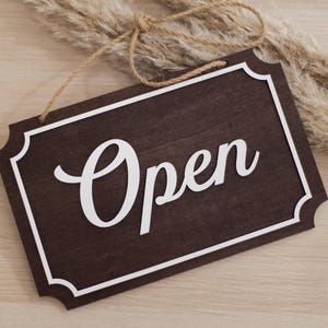 Open Closed Wood Hanging Sign (design 3) - Double Sided Business ...