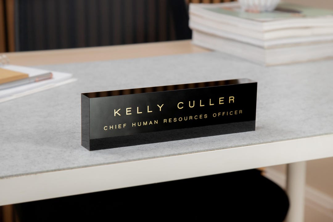 Personalized Foil Acrylic Name Block - Custom Job Title Plaque Office ...