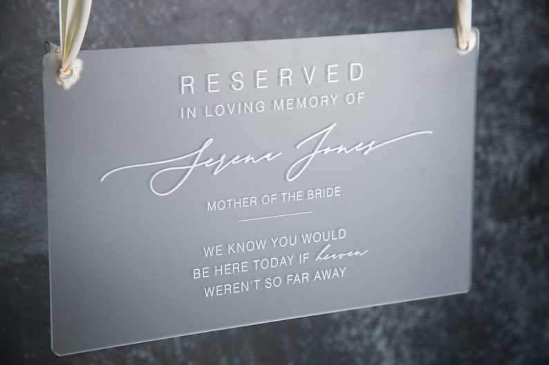 Reserved Hanging Acrylic Sign With Ribbon Black or Frosted - Etsy