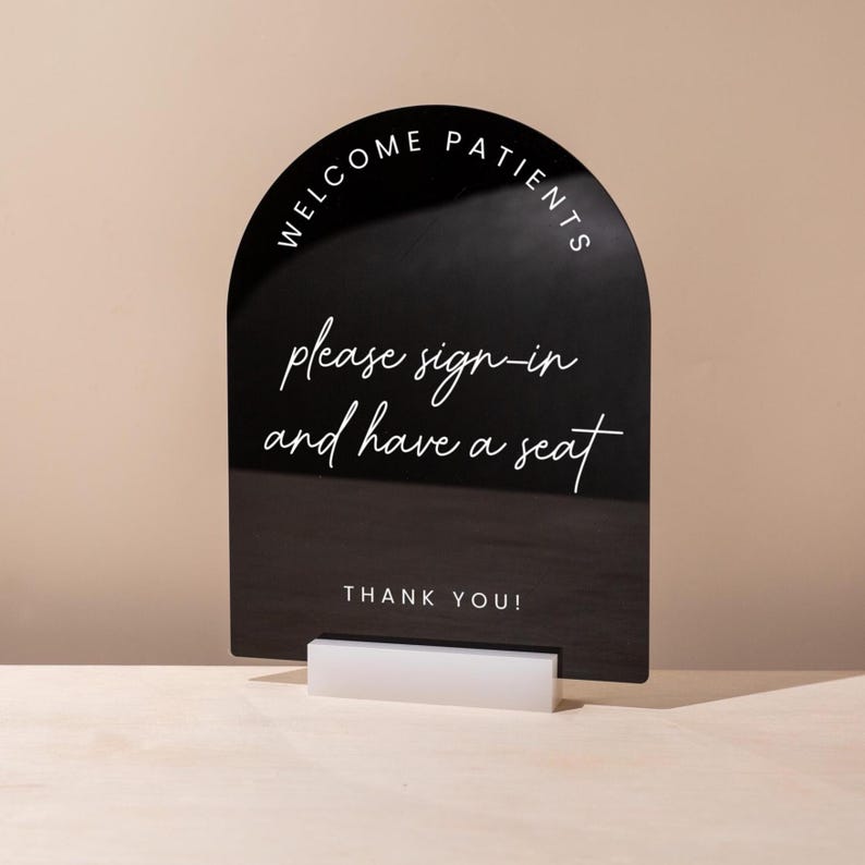 Arch Acrylic Sign W/ Base (D9) - Custom Signage for Business Clinic ...